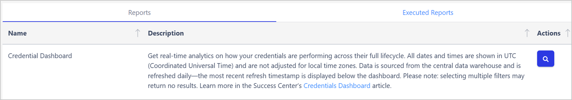 Credentials Dashboard