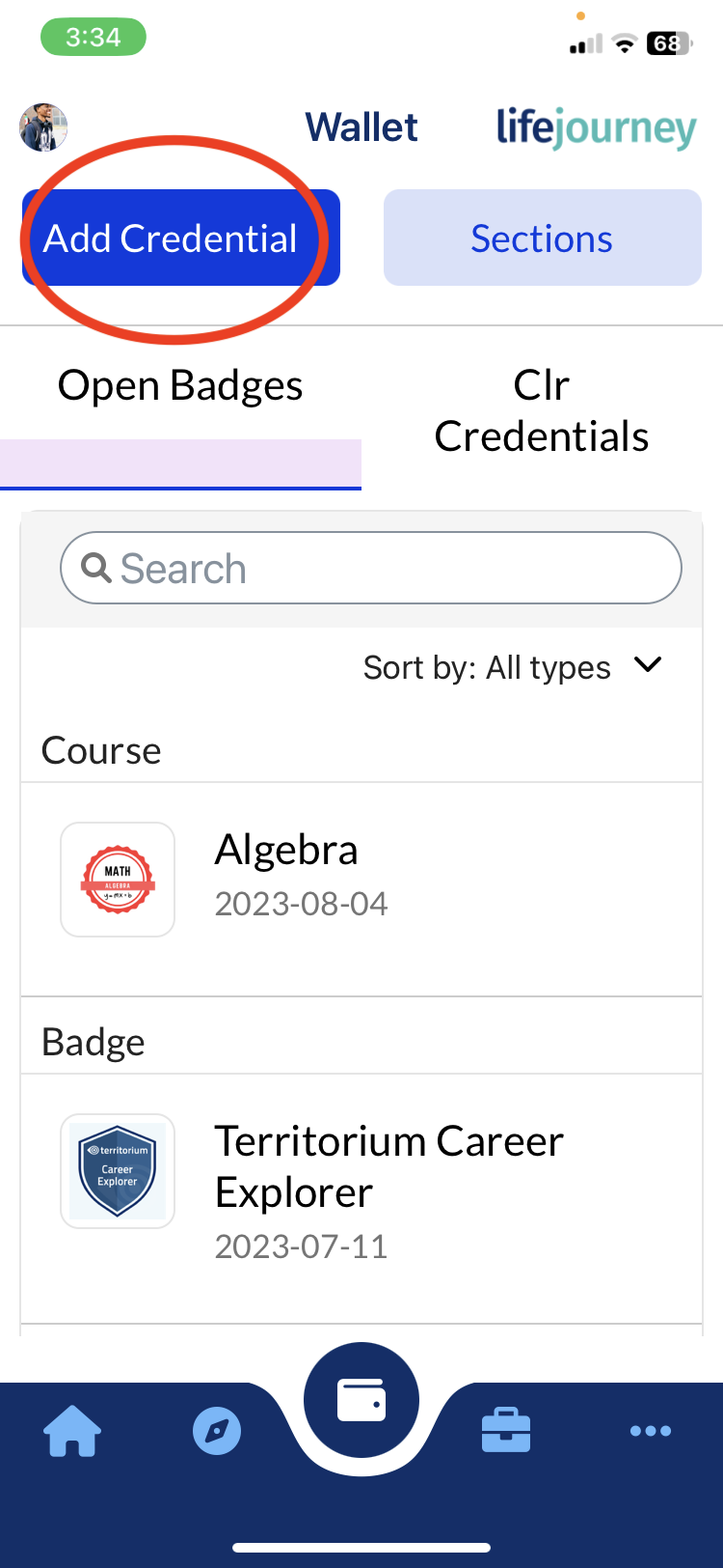 How to manage self-asserted and imported credentials